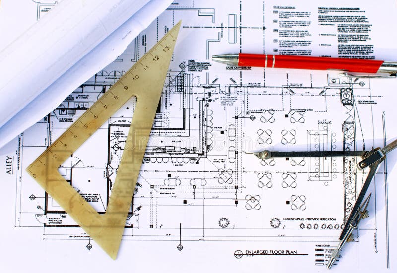 Technical Drawing Architectural Blueprint Stock Photo - Image of ...