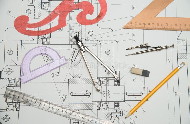 Technical drawing stock image. Image of architectural - 41001617
