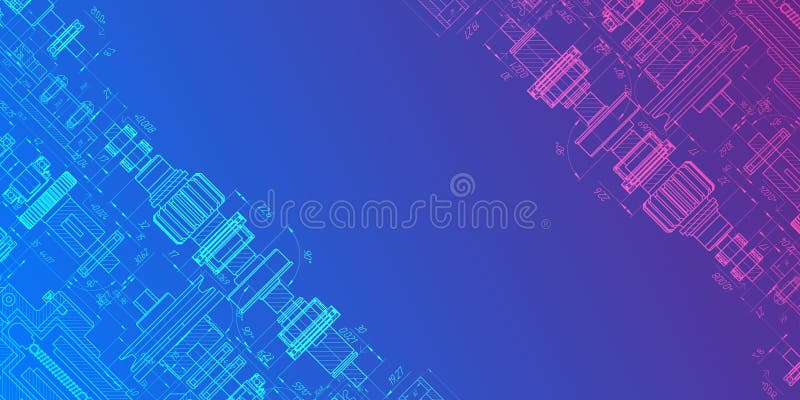 Technical Drawing Background . Drawing Of A Rotating Gear Mechanism ...
