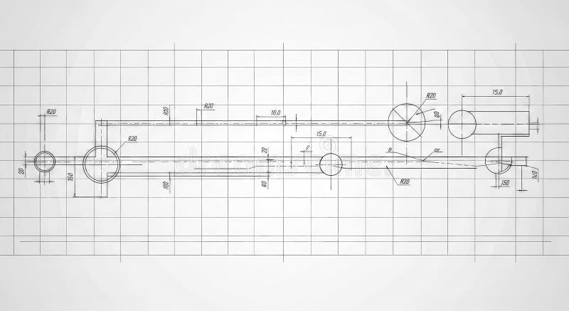 Technical Drawing Background with Engineering Blueprint Schematic ...