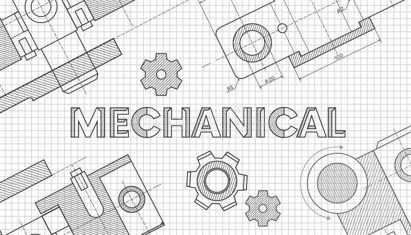 Technical Drawing Background . Mechanical Engineering Drawing. Engine ...
