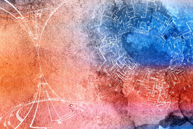 Technical Drawing Background in Watercolo Stock Photo - Image of ...