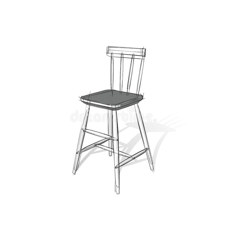 Wood Stool Line Drawing Stock Illustrations – 230 Wood Stool Line ...