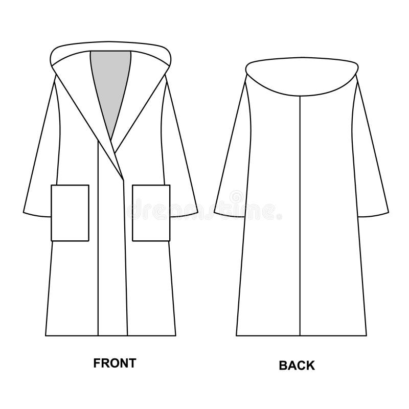 Outline Drawing of a Classic Robe for Home, Hotel, Spa. Robe Template ...