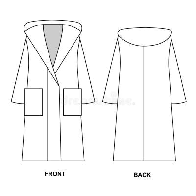 Outline Drawing of a Classic Robe for Home, Hotel, Spa. Robe Template ...
