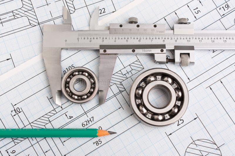 Technical Drawing and Bearing Stock Image - Image of details, planning ...
