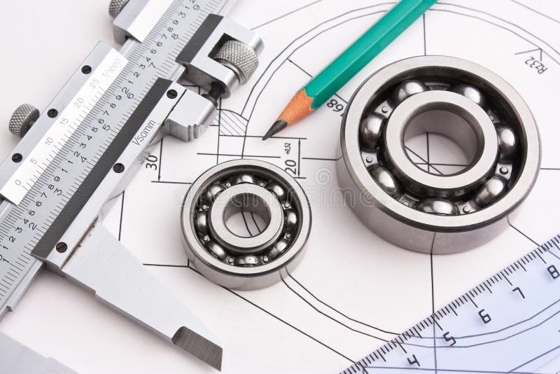 Technical Drawing and Bearing Stock Photo - Image of engineering ...