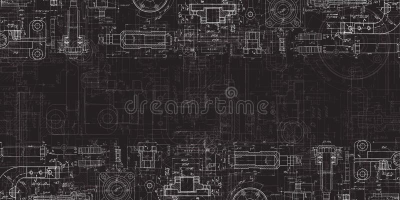 Technical Drawing on a Black Background.Mechanical Engineering Drawing ...