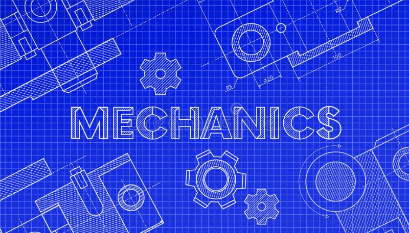 Technical Drawing Blue Background . Mechanical Engineering Drawing ...