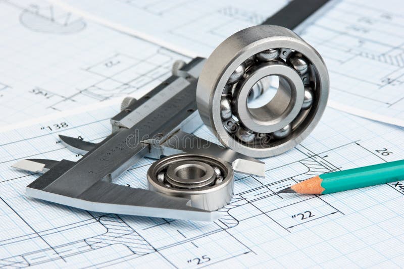 Technical Drawing and Bearing Stock Photo - Image of shape, blueprint ...