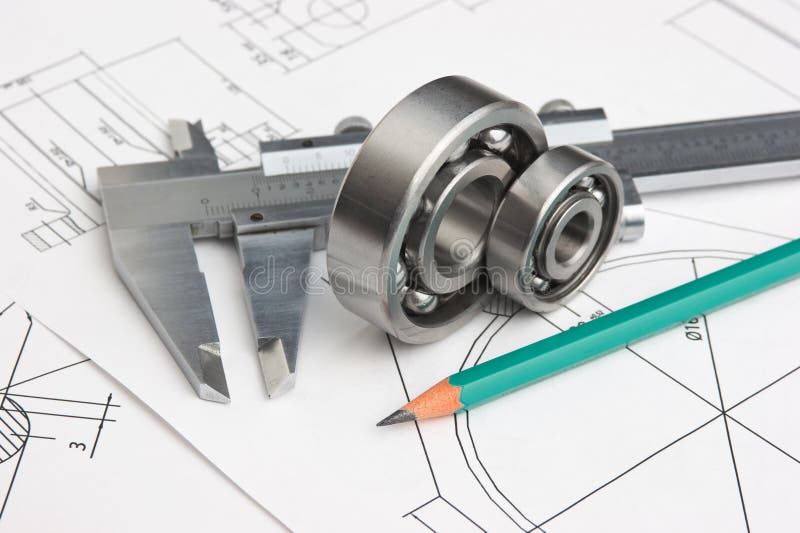 Technical Drawing and Bearing Stock Image - Image of tool, pencil ...