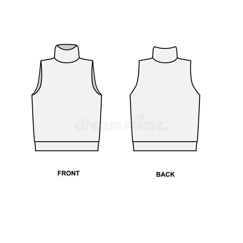 Vest Sketch Isolate on White Background. Outline Drawing of Sleeveless ...