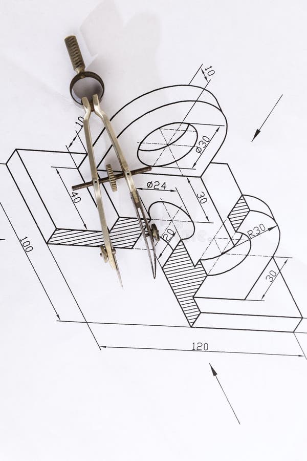 Technical drawing compass stock photo. Image of tool - 68882764