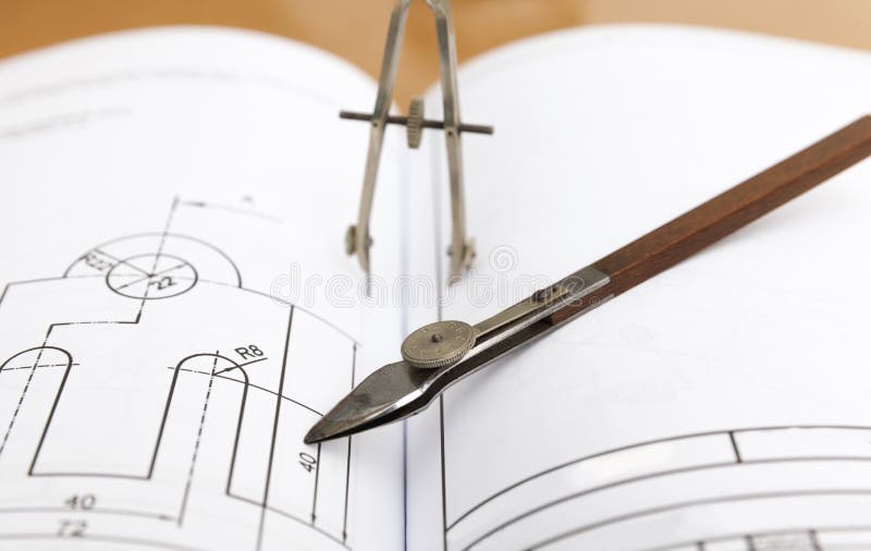 Technical drawing compass stock photo. Image of architecture - 68882886