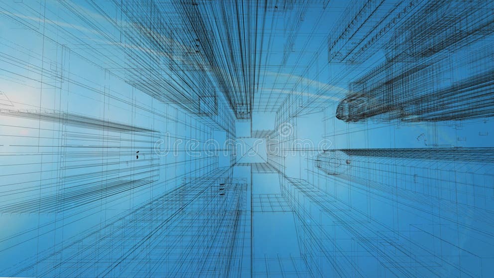 Technical Drawing of Corporate Building Stock Illustration ...