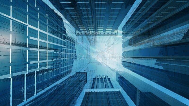 Technical Drawing of Corporate Building Stock Illustration ...