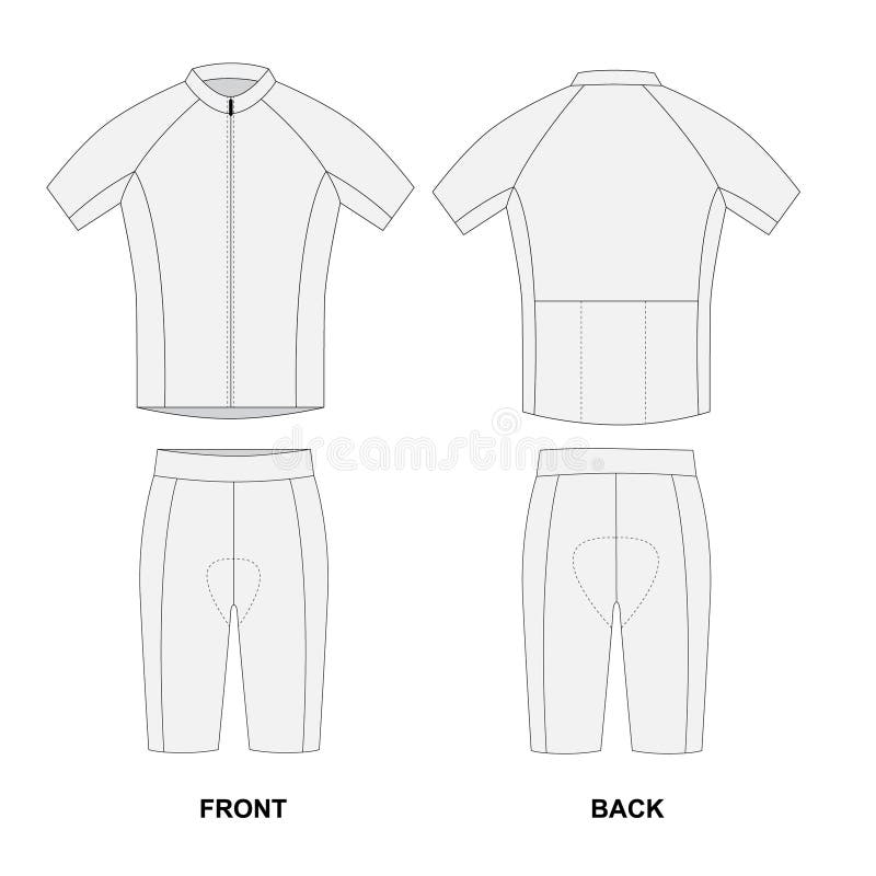 Technical Drawing of a Cycling Jersey and Cycling Shorts Isolate ...