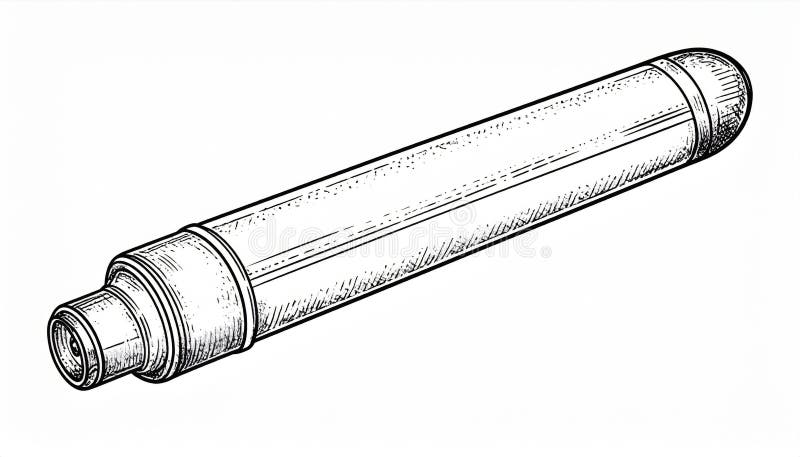 Technical Drawing of a Cylindrical Mechanical Part Stock Illustration ...