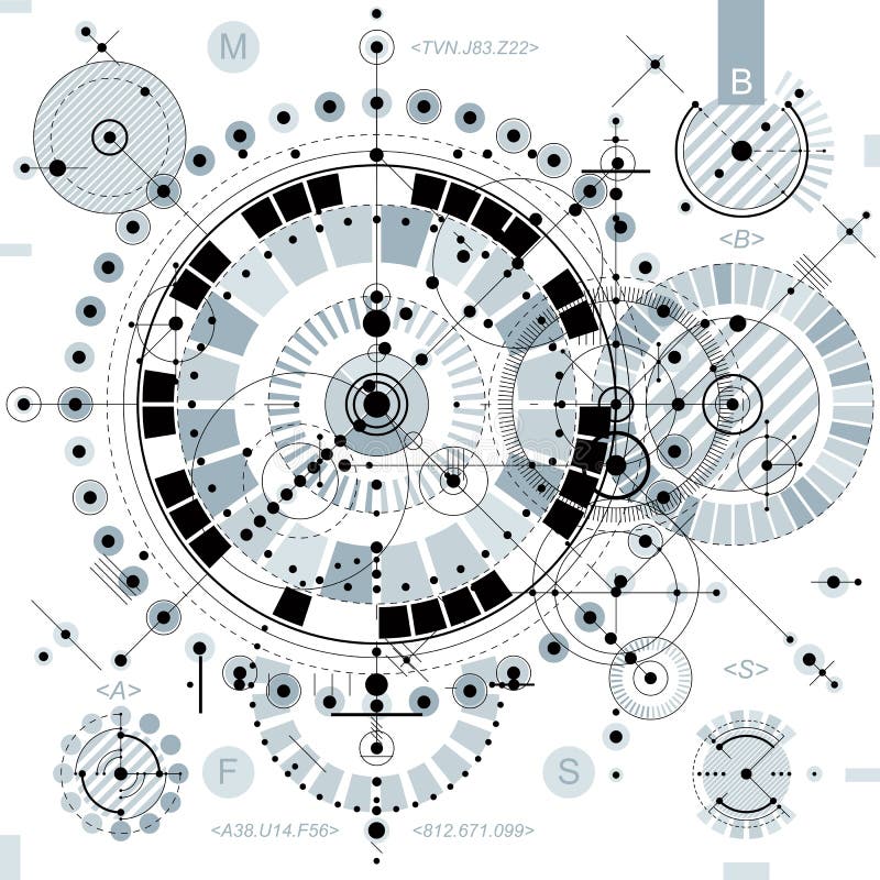 Technical Drawing with Dashed Lines and Geometric Shapes, Vector Stock ...