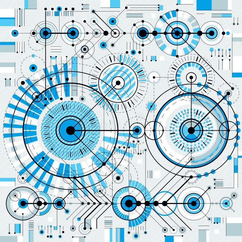 Technical Drawing with Dashed Lines and Geometric Shapes, Vector Stock ...