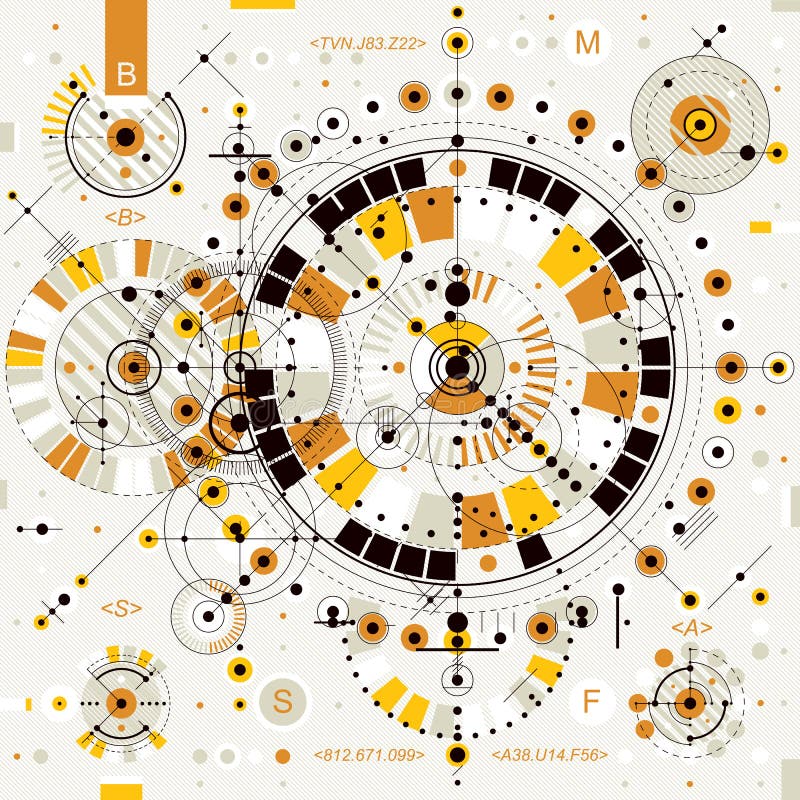 Technical Drawing with Dashed Lines and Geometric Shapes, Vector Stock ...