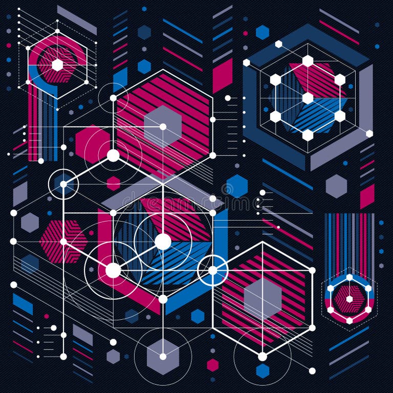 Technical Drawing with Dashed Lines and Geometric Shapes, Vector Stock ...