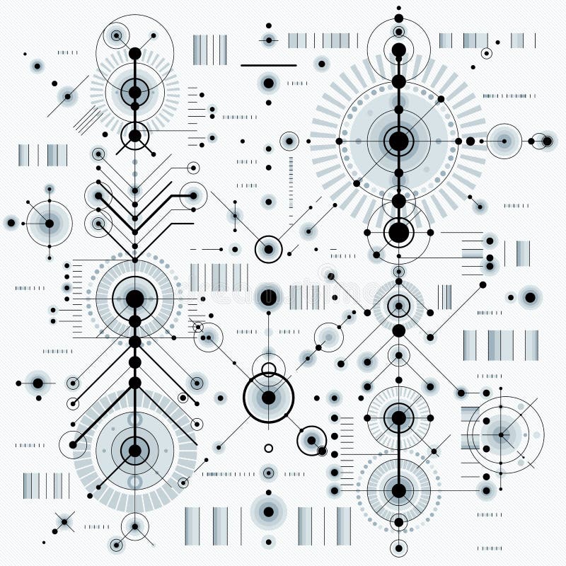 Technical Drawing with Dashed Lines and Geometric Shapes, Vector Stock ...