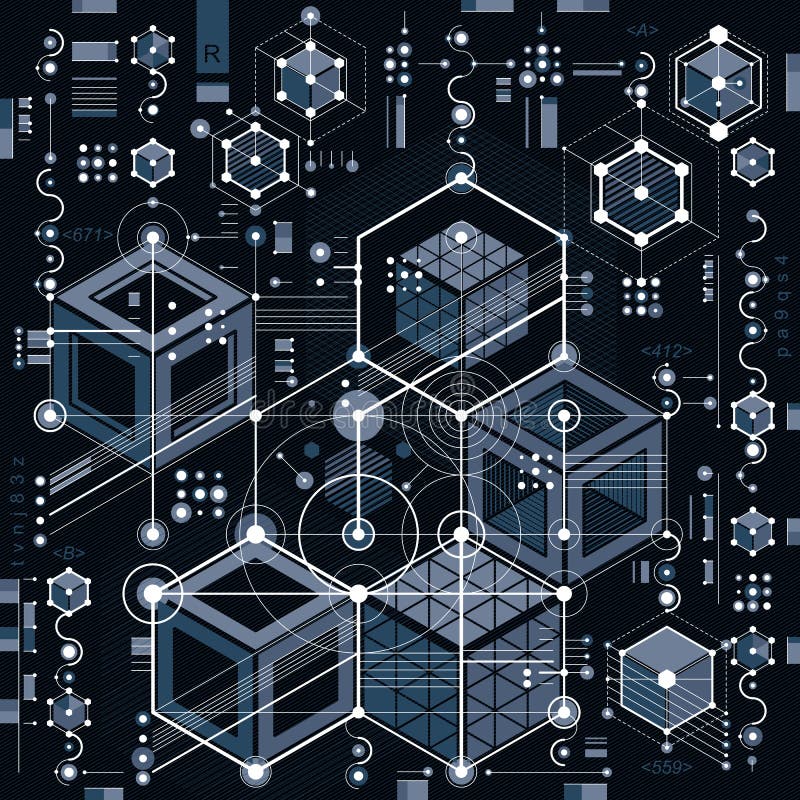 Technical Drawing with Dashed Lines and Geometric Shapes, Vector Stock ...