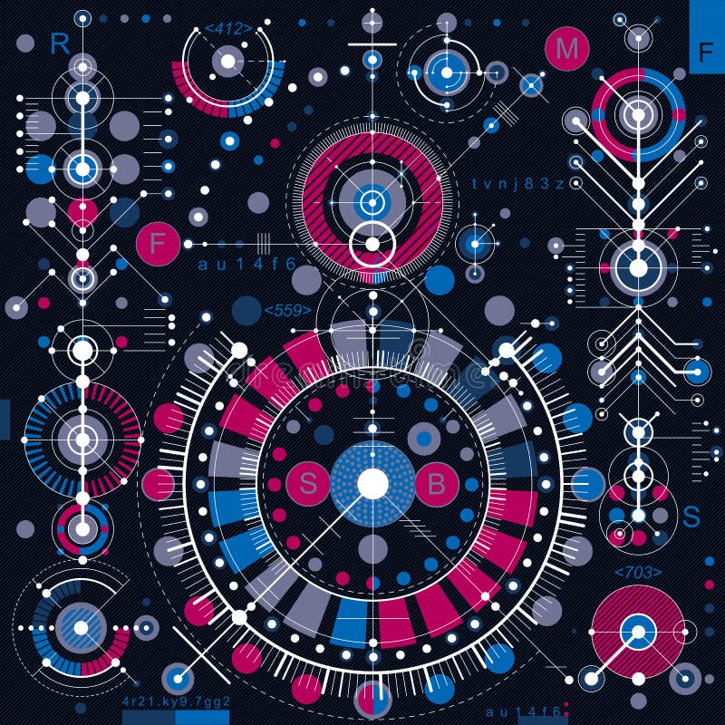 Technical Drawing with Dashed Lines and Geometric Shapes, Vector Stock ...