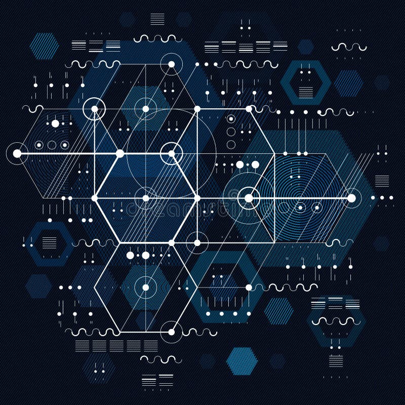 Technical Drawing with Dashed Lines and Geometric Shapes, Vector Stock ...