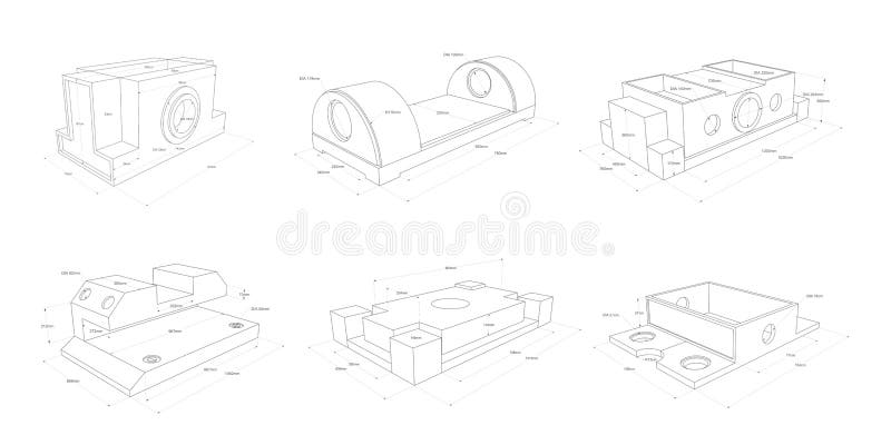 Technical Drawing of Details.Engineering Technology Design.a Set of ...