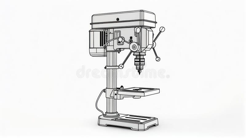 3D Line Art Illustration of a Drill Press Stock Illustration ...
