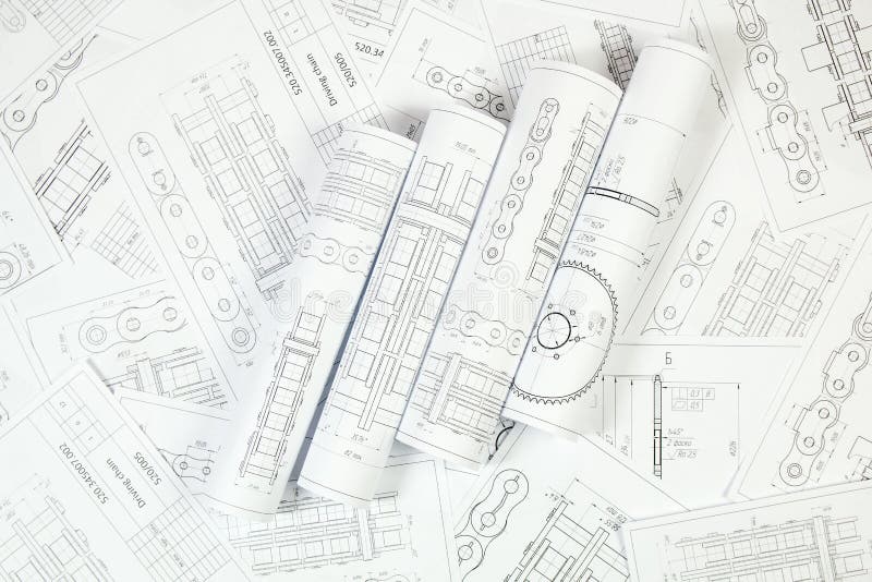 Technical Drawing of Driving Roller Chain Stock Image - Image of ...