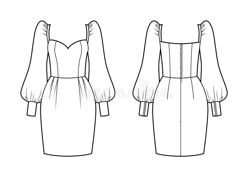 Drawing Dress Sketch Technical Stock Illustrations – 6,969 Drawing ...