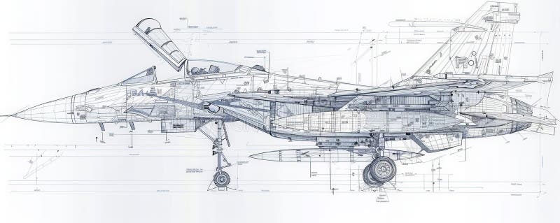 A Technical Drawing of a Fighter Jet, Highlighting Its Aerodynamic ...