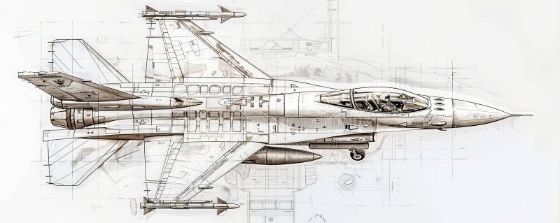 A Technical Drawing of a Fighter Jet, Highlighting Its Aerodynamic ...