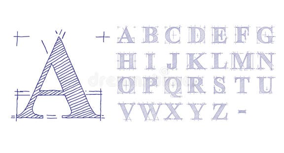 Technical Drawing Font stock vector. Illustration of pencil - 107802906