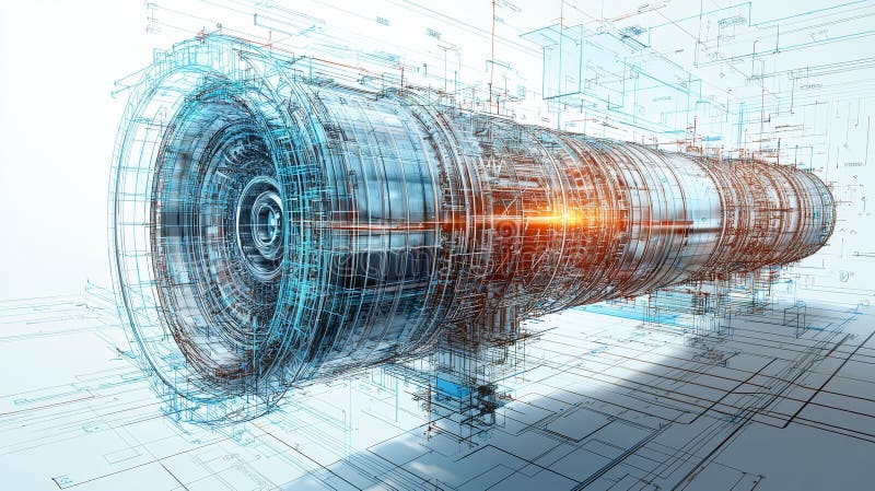 Technical Drawing of Futuristic Engine Showcasing Intricate Design ...