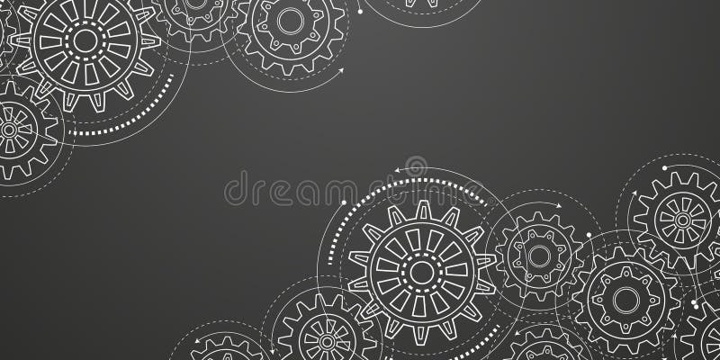 Technical Drawing of Gears on a Black Background.Engineering Technology ...