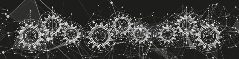 Technical Drawing of Gears on a Black Background.Engineering Technology ...