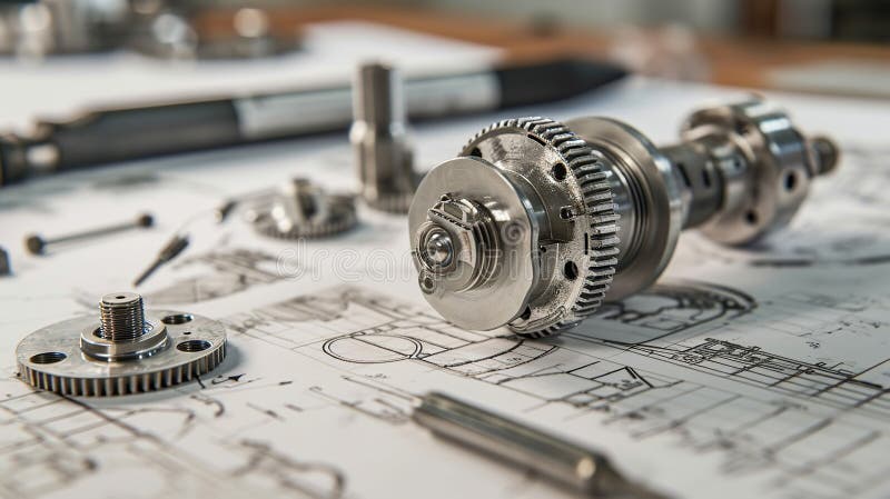 Technical Drawing of Gears .Rotating Mechanism of Round Parts .Machine ...
