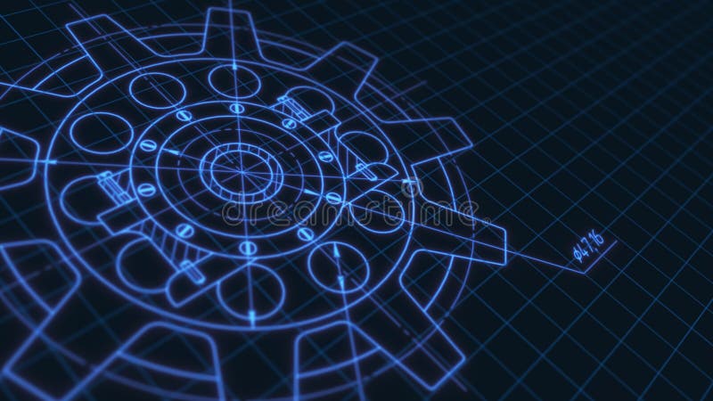 Technical Drawing of Gears .Rotating Mechanism of Round Parts .Machine ...
