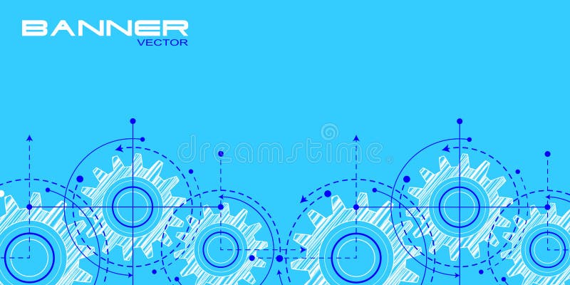 Technical Drawing of Gears .Rotating Mechanism of Round Parts .Machine ...