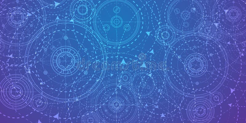 Technical Drawing of Gears .Rotating Mechanism of Round Parts .Machine ...