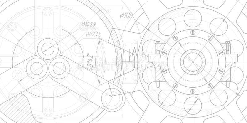 Technical Drawing of Gears .Rotating Mechanism of Round Parts .Machine ...