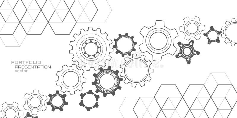 Technical Drawing of Gears .Rotating Mechanism of Round Parts .Machine ...