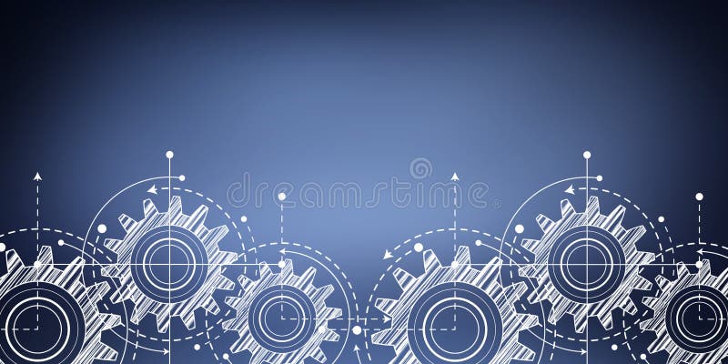 Technical Drawing of Gears .Rotating Mechanism of Round Parts .Machine ...