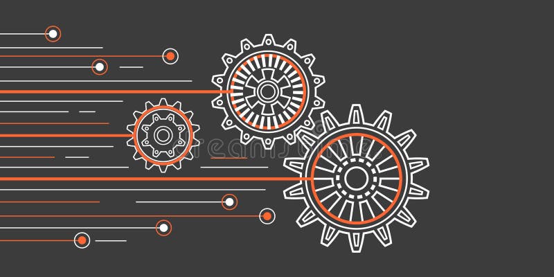 Technological Background .Technical Drawing of Gears .Rotating ...