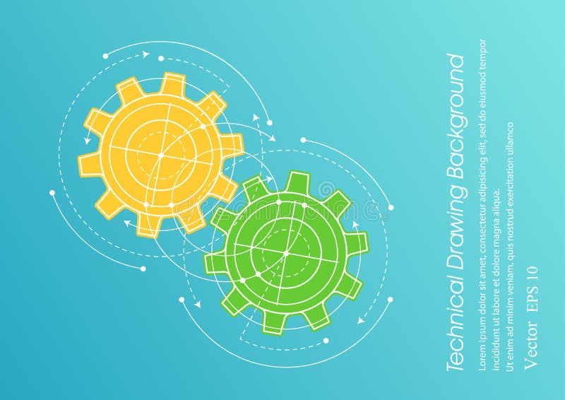 Technical Drawing of Gears .Rotating Mechanism of Round Parts ...