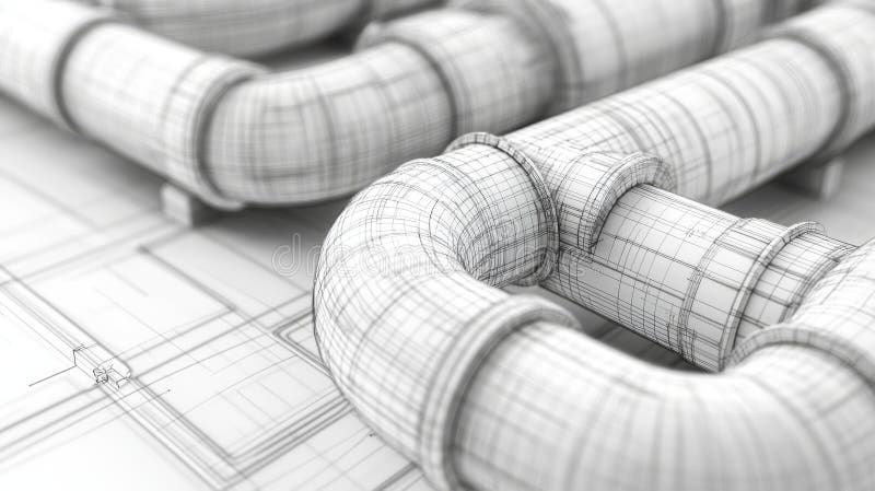 Technical Drawing of Industrial Pipes. Generative AI Stock Illustration ...